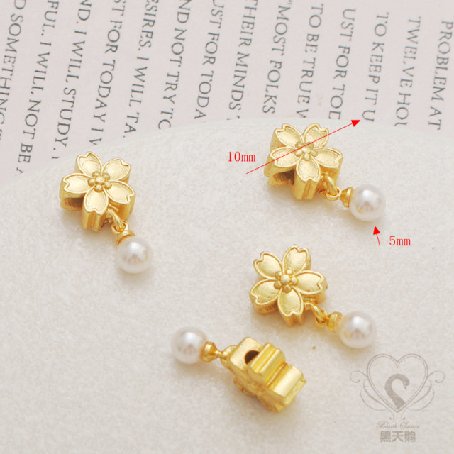 18K ancient gold color-preserving cherry blossom peach blossom matte ...