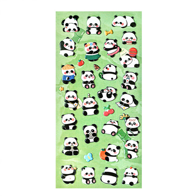 Panda three-dimensional bubble stickers for children, creative small ...