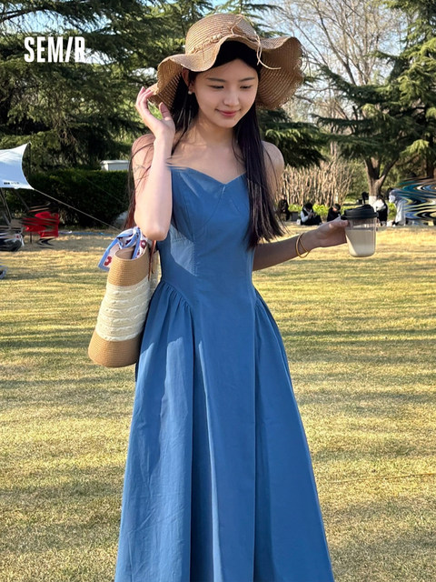 Semir dress for women, slim V-neck, blue, elegant and fashionable 2025 ...