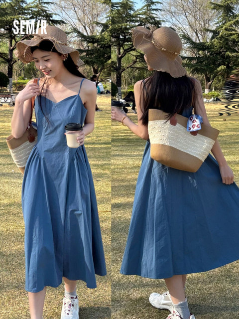 Semir dress for women, slim V-neck, blue, elegant and fashionable 2025 ...