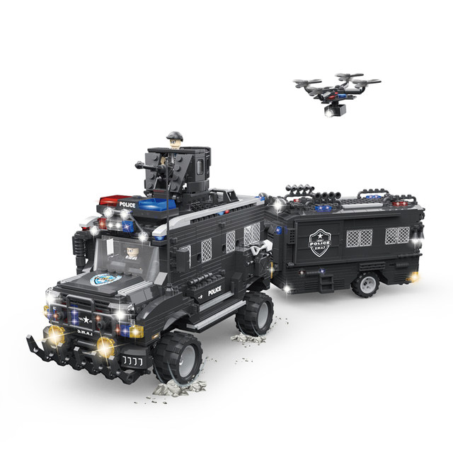 Woma building blocks boys puzzle puzzle assembled SWAT team series ...