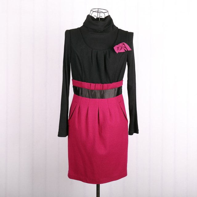 Autumn ladies' clothing stunning stitching long -sleeved round neck ...