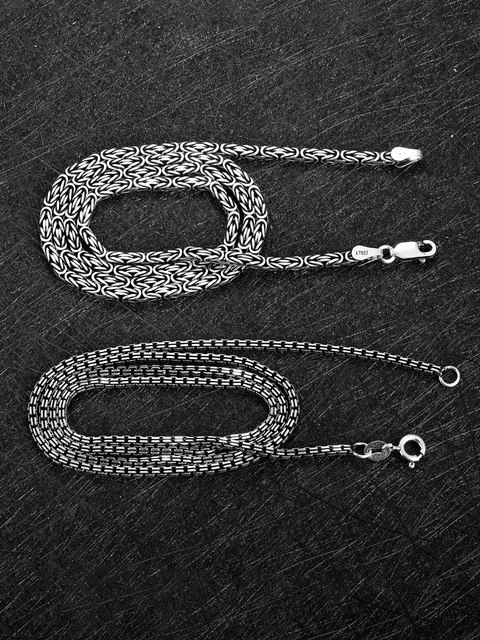 Fine square Ping An Sailor Pure Silver Men's Necklace Korean Wide Male ...