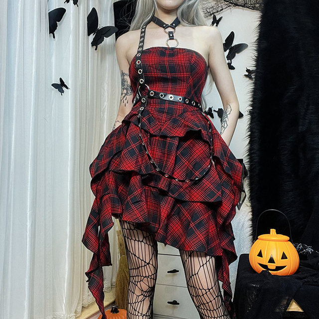 Halloween Gothic Red and Black Singing Costume Punk Skirt Spice Girls ...