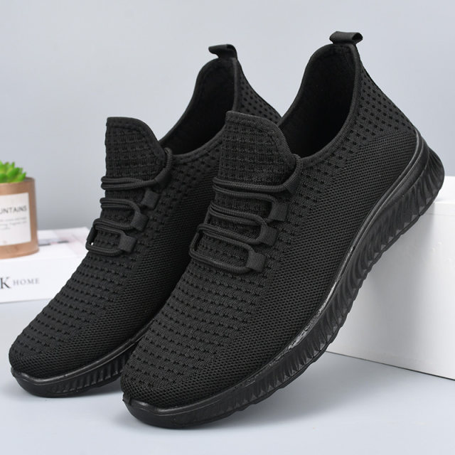Chef's shoes men's non-slip all black breathable kitchen black work ...