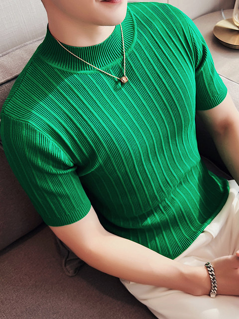 Spring and Autumn Half-High Collar Short-Sleeved Sweater for Men ...