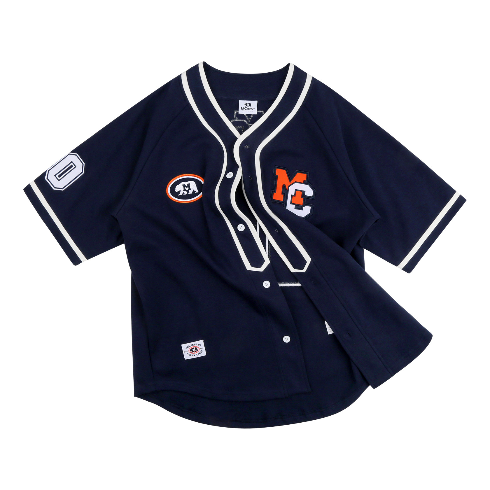 MCREW logo embroidered casual sports short-sleeved baseball cardigan ...