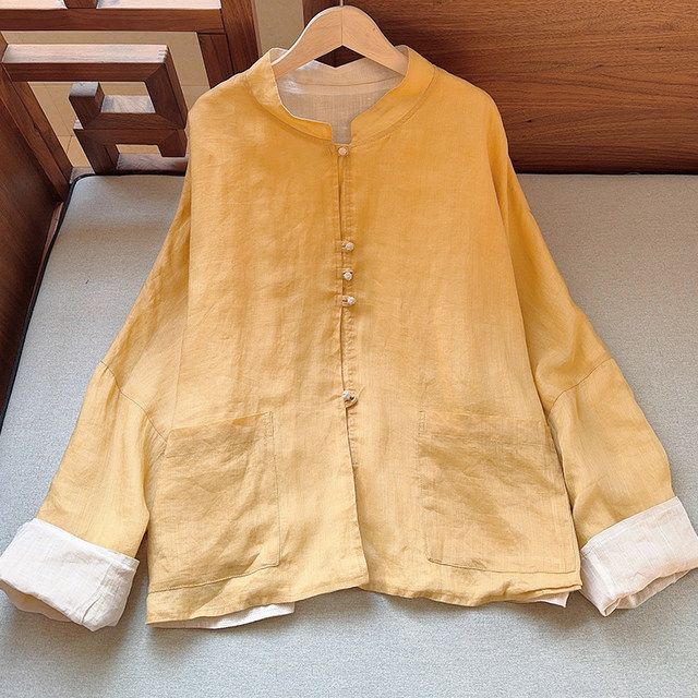 Original design of Autumn Ramie double-sided loose-silhouette jacket ...