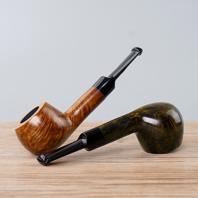 Heather wood pipe men's handmade solid wood straight handle Little ...