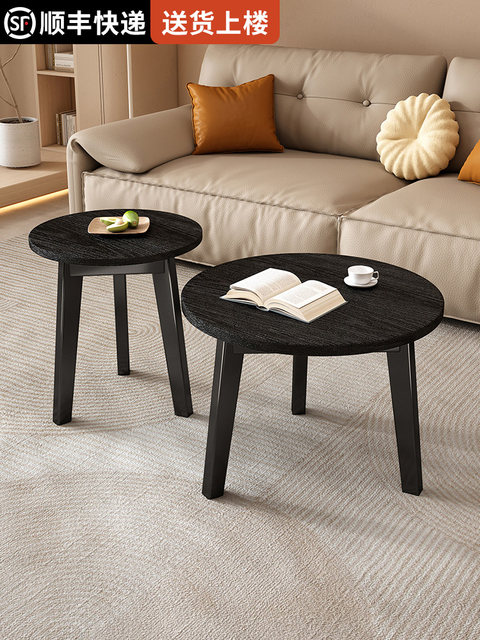 Solid wood small round table 50cm round tea table sofa edge table 60cm ...