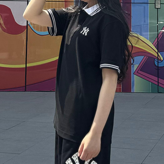 24 new style MLB couple short-sleeved men's and women's NY embroidered ...