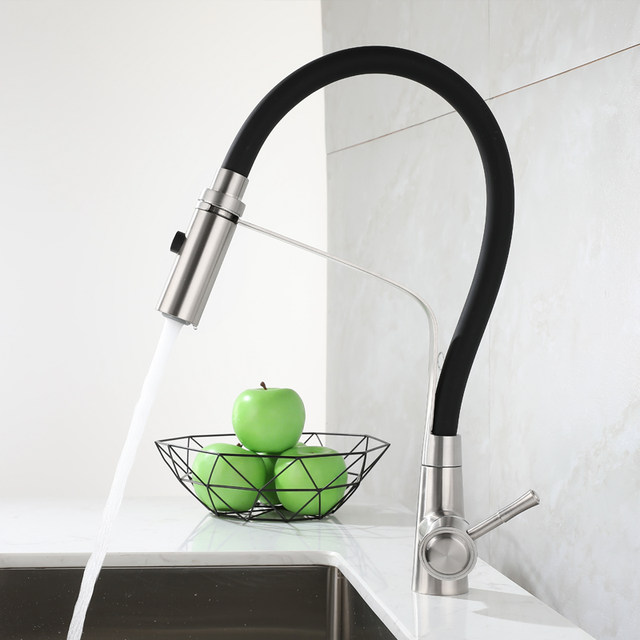 SUS304 stainless steel hot and cold kitchen faucet lead-free brushed ...