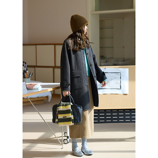 Misaz fabric push! 99%wool handicraft double -sided woolen coat, small ...