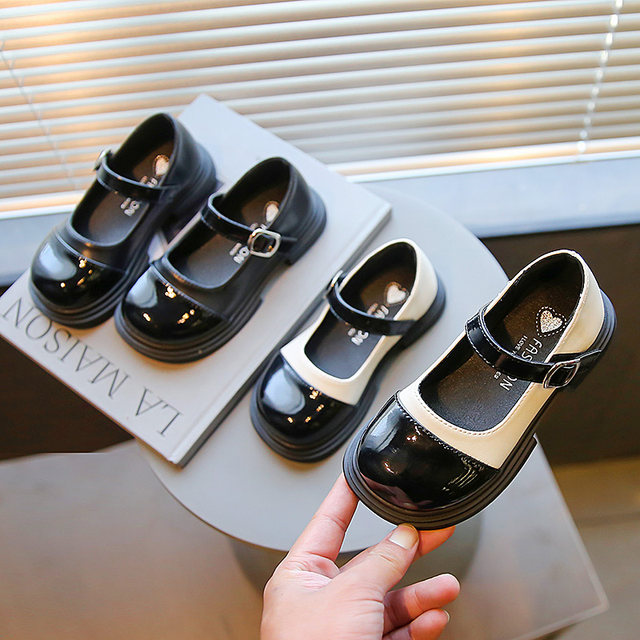 Girls princess shoes 2025 new spring single shoes soft sole black and ...