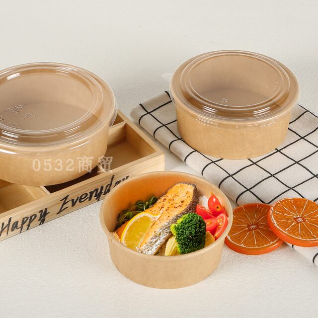 Kraft paper packaging box disposable paper bowl rice bowl picnic box ...