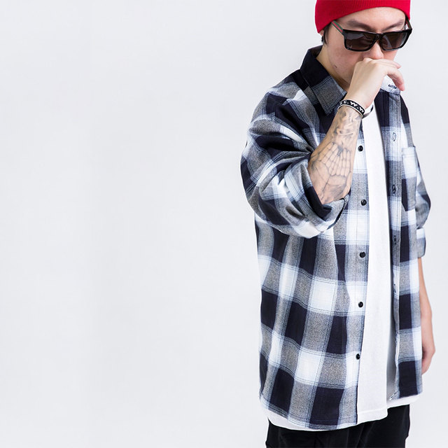 American Caltop West Coast flannel long-sleeved plaid shirt loose men's ...