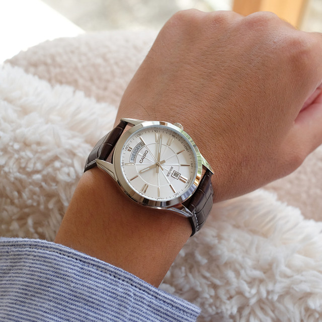 CASIO Casio Watch Men's Quartz Watch Waterproof Watch Leather Strap Calendar Business MTP-1381L-7A