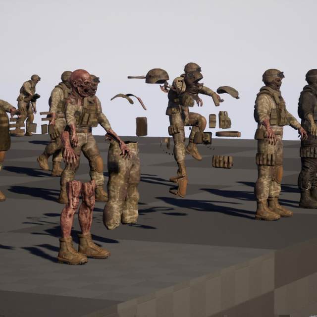 UE5 Unreal 5 Zombiesoldier Shooting Game Zombie Soldier Character Model