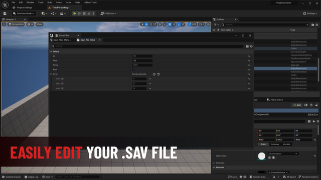 UE5 Unreal 5SaveFileEditor editor project opens the import, edit, and save file plug-in