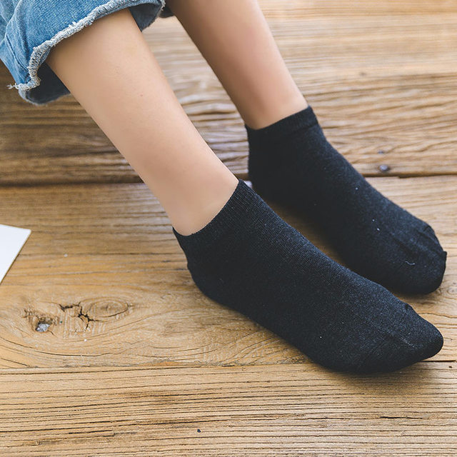 Black Socks for Women, Mid-Calf, Pure Cotton, Thick for Autumn and ...