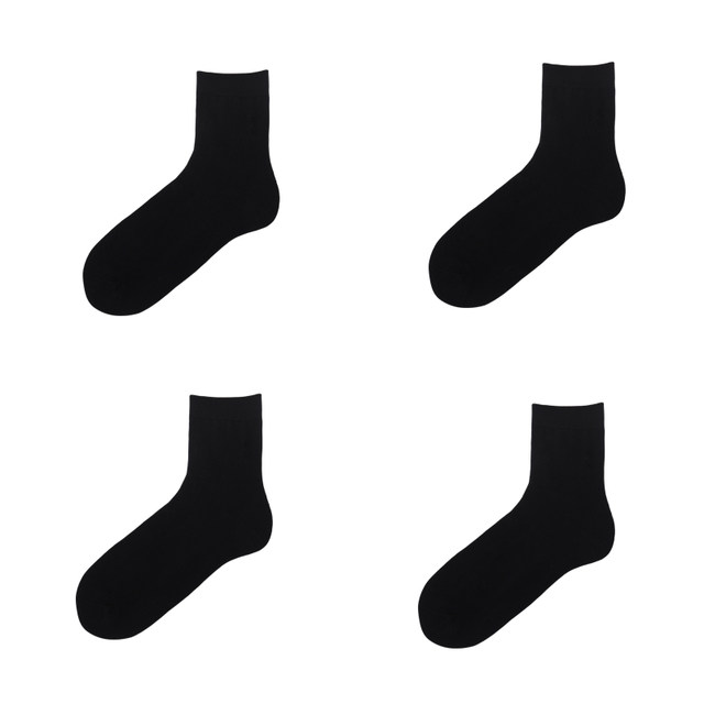 Black Socks for Women, Mid-Calf, Pure Cotton, Thick for Autumn and ...