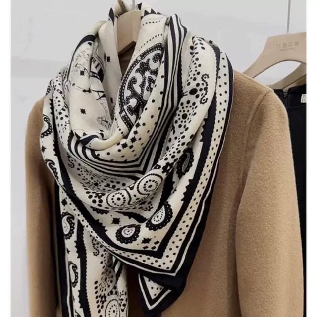 Light luxury silk wool large scarf! High -grade silk wool scarf women ...