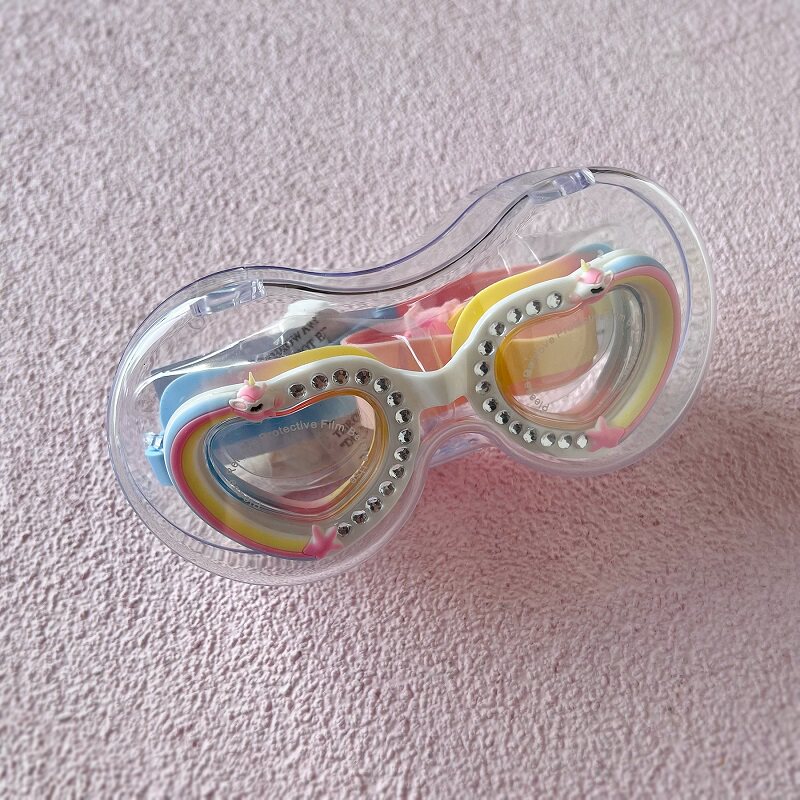 Unicorn Heart Shaped Swimming Goggles for Girls - HD Anti-Fog Waterproof