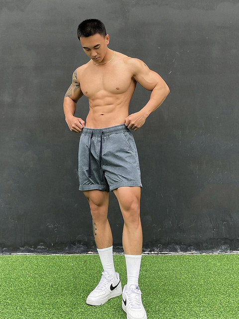 Mr. Hui's summer simple three-point shorts men's sports fitness casual ...