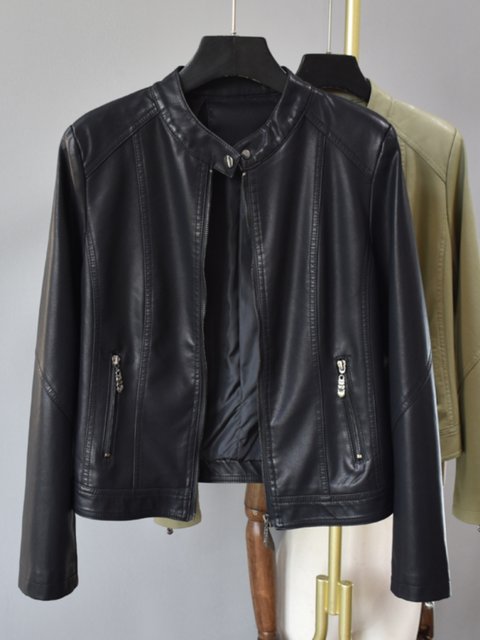 True pocket short motorcycle leather jacket for women's leather jacket ...