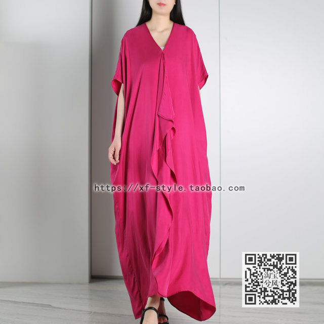 Xifeng high-end national style heavy cupro silk dress large size cocoon ...