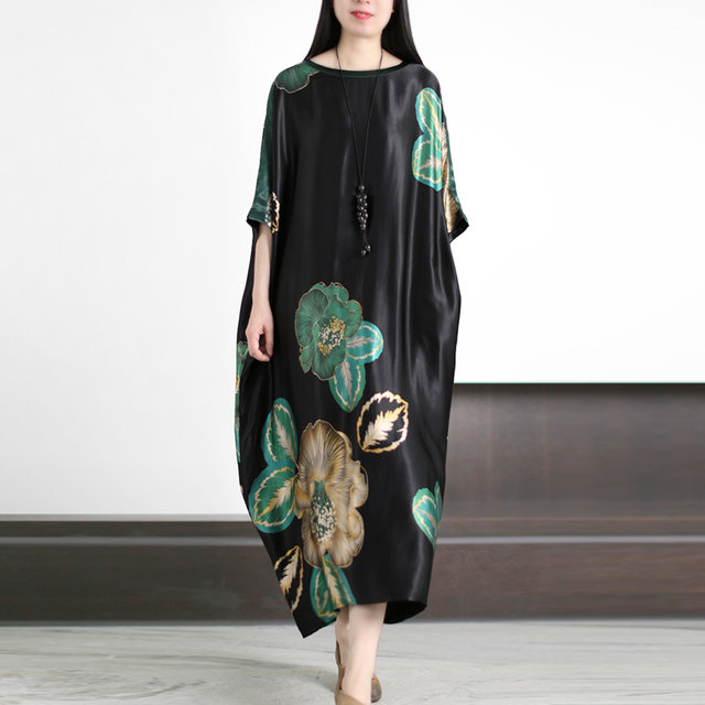 Xifeng Spring and Summer Large -size T type heavy silk dress loose bat ...
