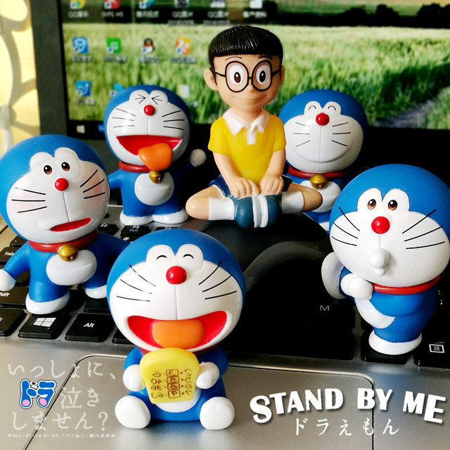 Blue Fat Doraemon car ornaments full set of car dolls cartoon cute ...