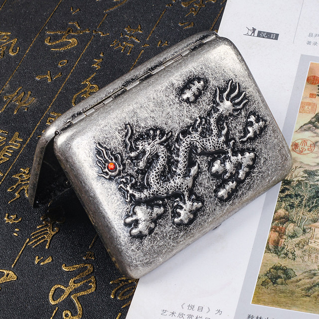 Double gun cigarette case 16 pieces portable copper retro cigarette ...