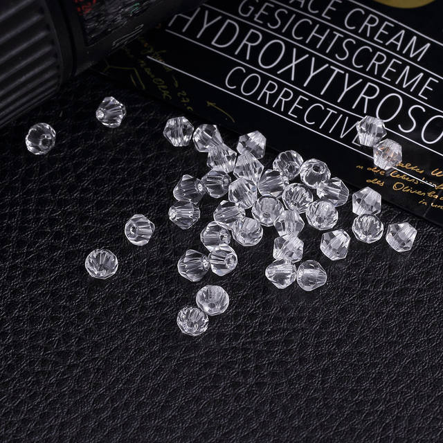 4/6/8mm white crystal beads rhombus glass pointed beads hand-beaded ...