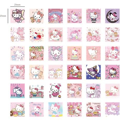 Cartoon cute Hello Kitty stickers 36 patterns kitty cat handbook ...