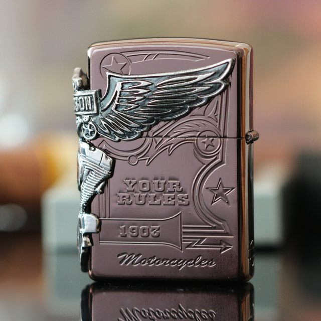 Harley Zippo fire machine Zhibao Firestone Comem and Wind Black Ice ...