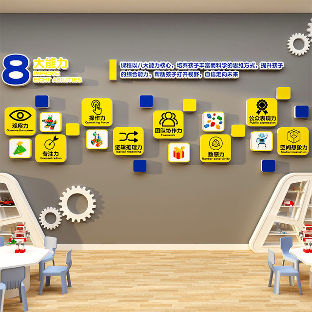 Lego Robot Maker Classroom Layout Decorative Wall Stickers Science Zone ...