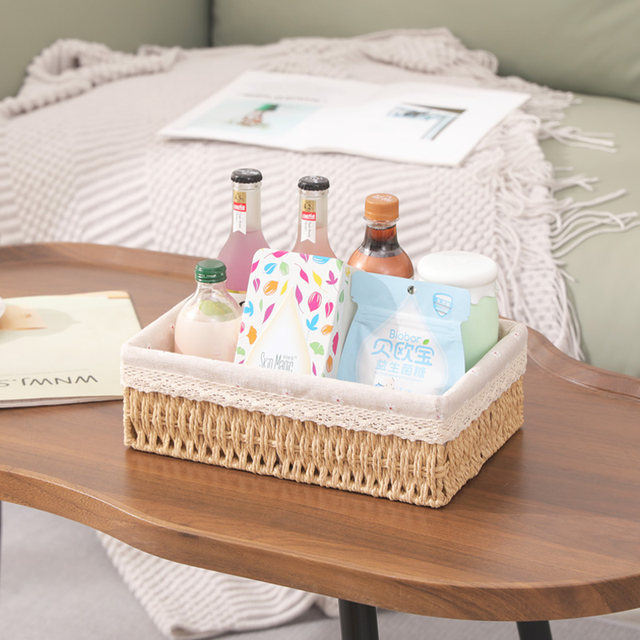 Desktop split storage box cosmetic mask organizes box rattan key remote ...