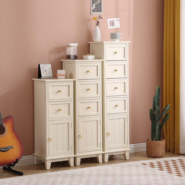 Solid wood narrow chest of drawers bedroom storage storage cabinet ...