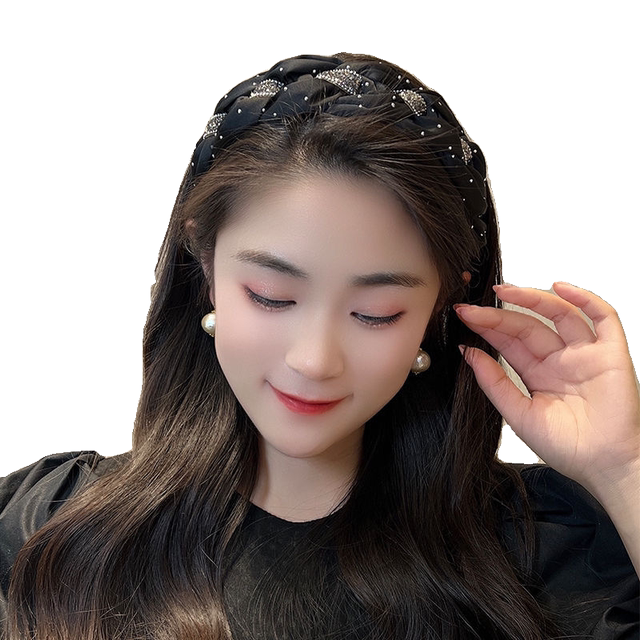 Black rhinestone twist headband for women, high-end, versatile hairpins ...