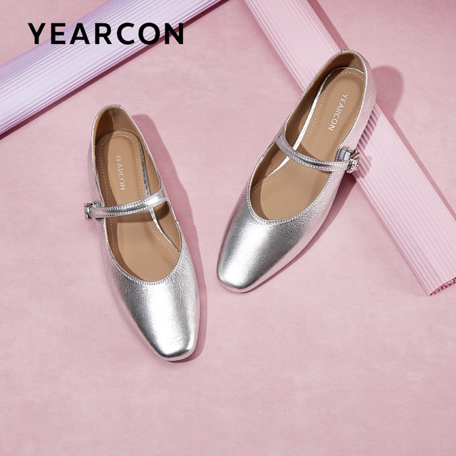 Yierkan silver genuine leather shoes for women 2024 new autumn soft ...