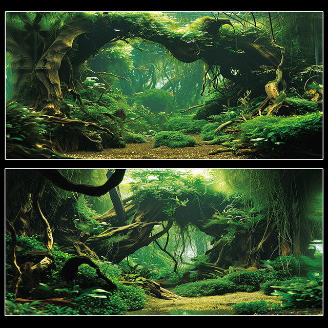 Fish tank background paper painting high-definition picture 3d three ...