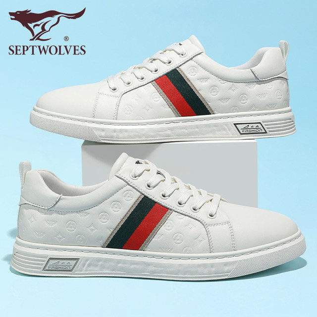 Septwolves white shoes men's summer breathable white casual sneakers ...