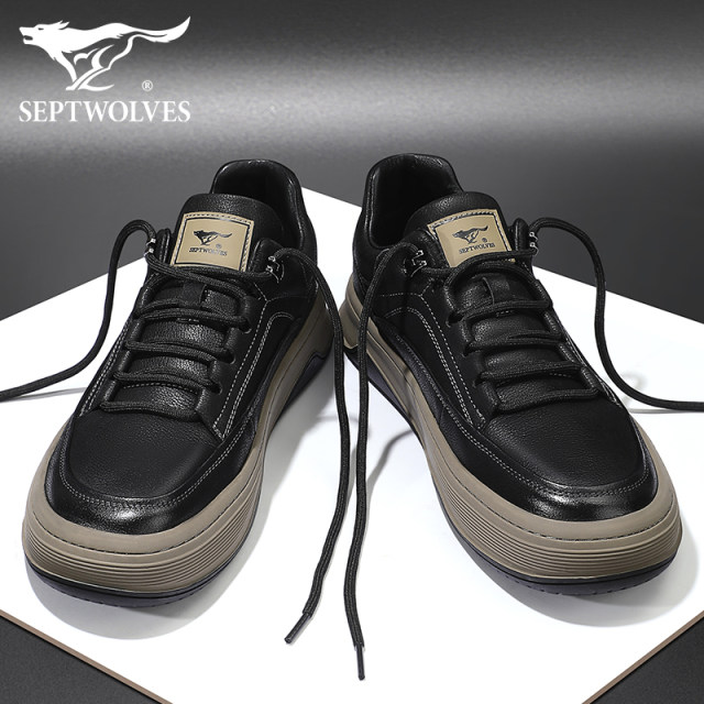 Septwolves first-layer cowhide men's shoes autumn and winter men's ...