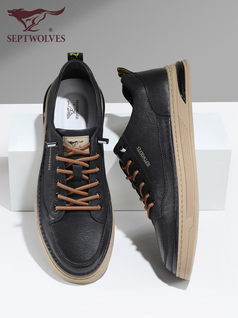 Seven Wolves men's shoes 2025 new workwear shoes men's black flat ...