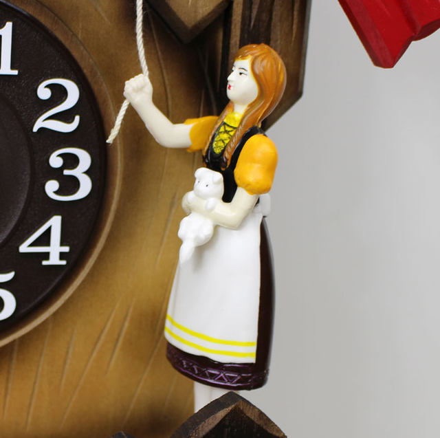 Japanese original wall clock RHYTHM Lisheng cuckoo cuckoo bird wooden ...