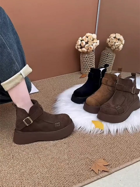 Thick -bottom Bolken boots female new 2024 winter warm and velvet ...