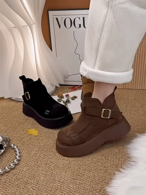 Thick -bottom Bolken boots female new 2024 winter warm and velvet ...
