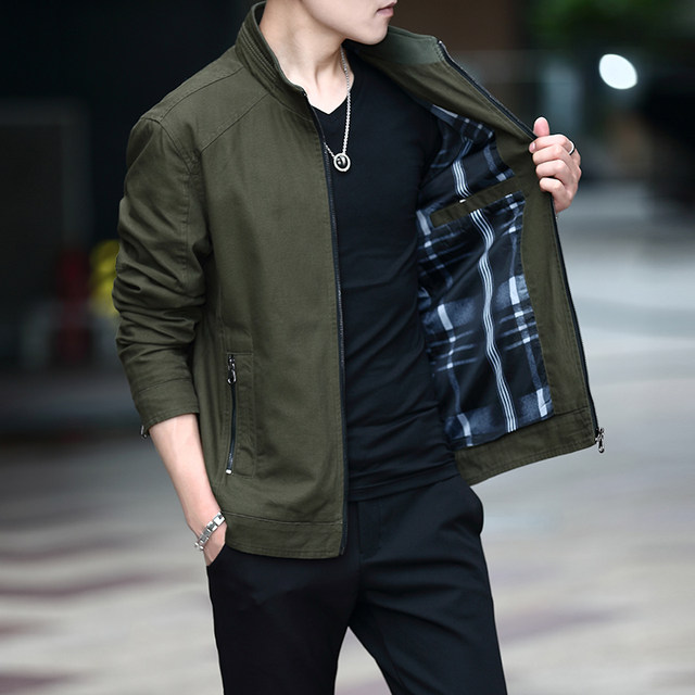 2024 Spring and Autumn New Men's Jacket Pure Cotton Young Dad Jacket ...