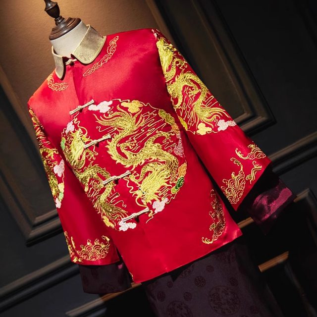 Men's Xiuhe Clothing 2024 New Chinese Groom's Wedding Dress Slim Dragon ...